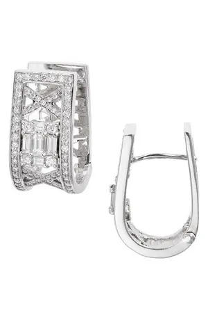 MINDI MOND Clarity Lattice Diamond Hoop Earrings - 18kwg