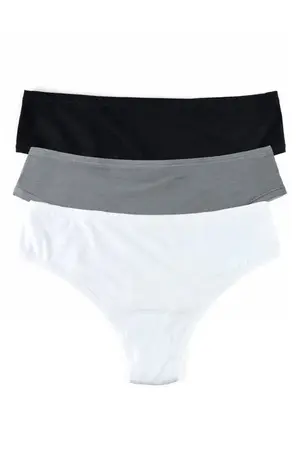 Hanky Panky Play Assorted 3-pack Thongs - White/so Coal/black