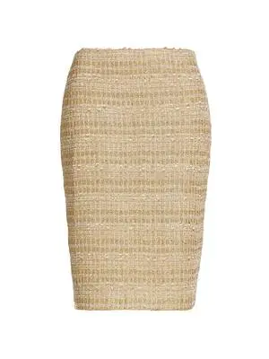 St. John Women's Metallic Tweed Pencil Skirt - Gold Multi - Size 4 - Gold Multi  - Gold Multi