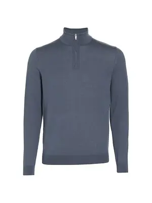 REISS Blackhall Wool Half-zip Pullover Blue
