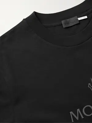 Moncler Mesh-trimmed Logo-print Cotton-jersey T-shirt