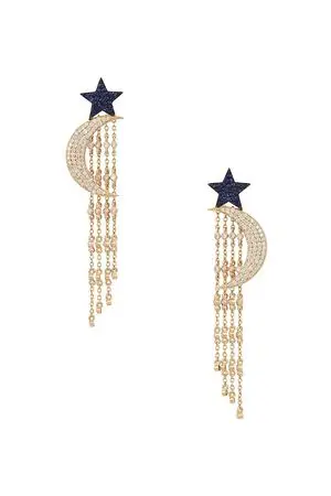 Siena Jewelry Siena Jewelry Star Moon Earrings 14k Yellow Gold  Diamond  & Sapphire