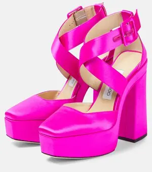 JIMMY CHOO Gaia Satin Platform Pumps