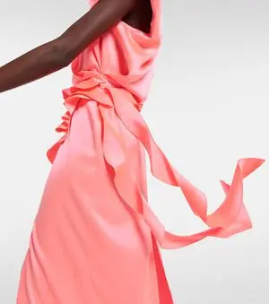 David Koma Ruffle Satin Wrap Gown