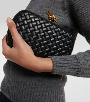 Bottega Veneta Knot Intreccio Leather Clutch