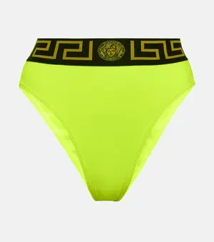 Versace Greca High-waisted Bikini Bottoms - Yellow