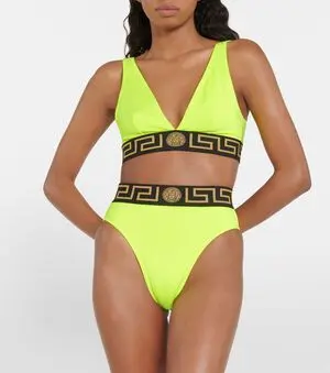 Versace Greca High-waisted Bikini Bottoms