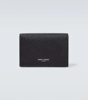 Saint Laurent Logo Leather Card Case - Black