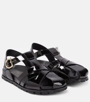 Dries Van Noten Patent Leather Sandals - Black