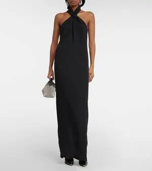 TALLER MARMO Diablo Halterneck Crepe Maxi Dress