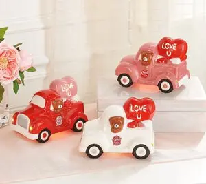 MISS VALENTINE Mini Set Of 3 Lit Nostalgic Pick Up Trucks - One-color