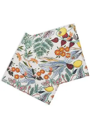 La DoubleJ Botanical Napkin Set - White