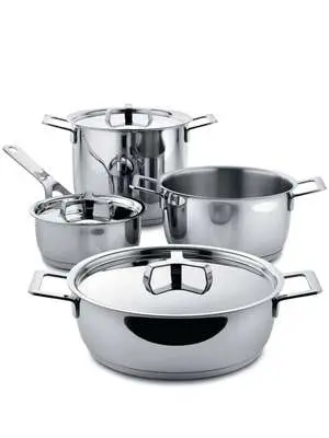 ALESSI Pots & Pans Seven-piece Cookware Set - Silver