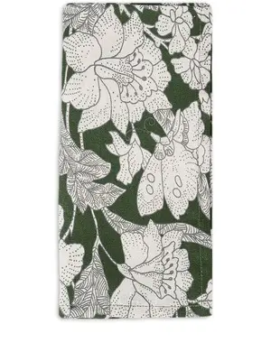 La DoubleJ Lilium Avorio Set Of Two Napkins - Green