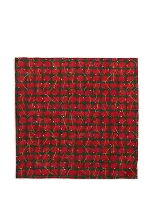 La DoubleJ Cherries Verde Set Of Two Napkins
