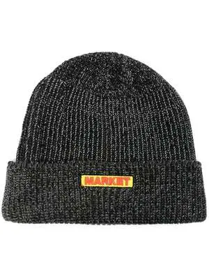 MARKET Reflective-bar Logo Beanie - Black