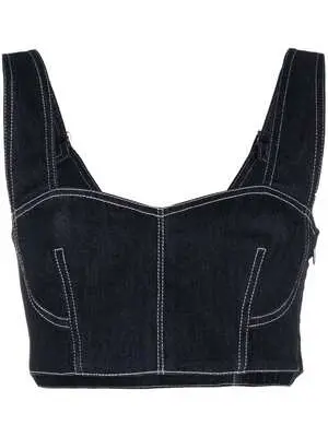 Alberta Ferretti Denim Bustier Top - Blue