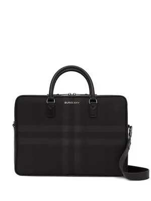 Burberry Check-print Leather Briefcase