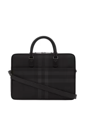 Burberry Check-print Leather Briefcase