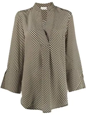 BY MALENE BIRGER Silk Diagonal-stripe Blouse - Neutrals