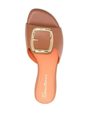 Santoni Buckle-detail Flat Sandals - Brown
