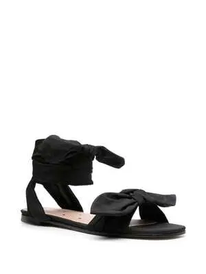Red Valentino Bow-detail Flat Sandals - Black