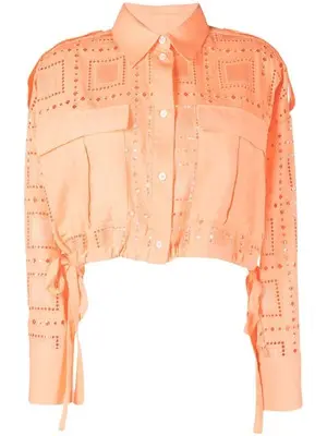 MSGM Broderie-anglaise Cropped Shirt