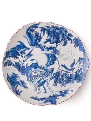 SELETTI Classics On Acid Blu Chinoiserie Dinner Plate - White