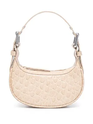 By Far Mini Soho Crocodile-embossed Shoulder Bag - Neutrals