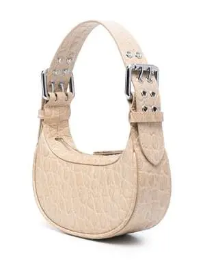 By Far Mini Soho Crocodile-embossed Shoulder Bag - Neutrals