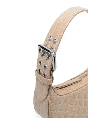 By Far Mini Soho Crocodile-embossed Shoulder Bag - Neutrals