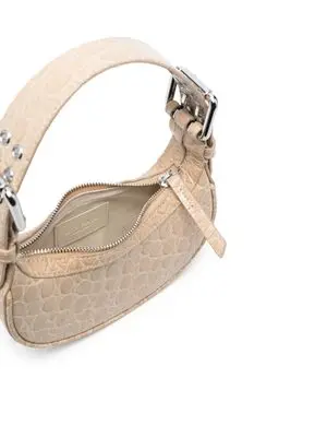 By Far Mini Soho Crocodile-embossed Shoulder Bag - Neutrals