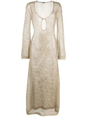 Dodo Bar Or Etta Metallic Mesh Maxi Dress