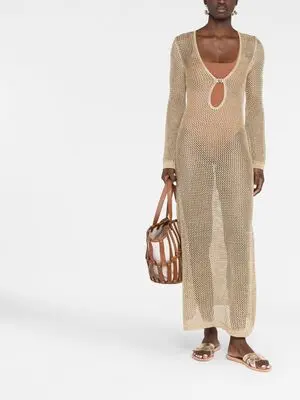 Dodo Bar Or Etta Metallic Mesh Maxi Dress
