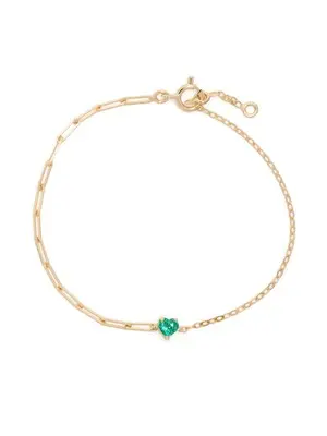 YVONNE LÉON Yvonne Léon 18kt Yellow Gold Emerald Heart Bracelet