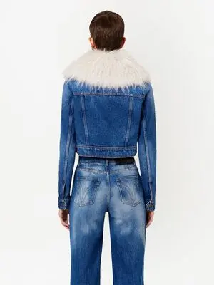 Ami Furry Collar Denim Jacket
