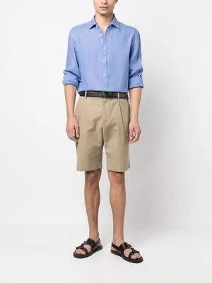 Ralph Lauren Purple Label Long-sleeved Linen Shirt - Blue