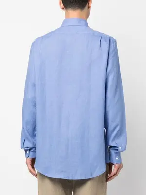 Ralph Lauren Purple Label Long-sleeved Linen Shirt - Blue
