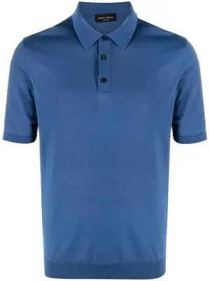 ROBERTO COLLINA Cotton Polo Shirt - Blue