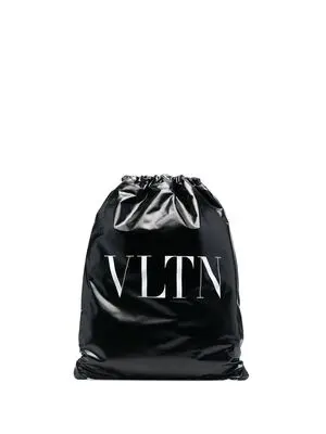 Valentino Garavani Vltn Patent Leather Backpack - Black