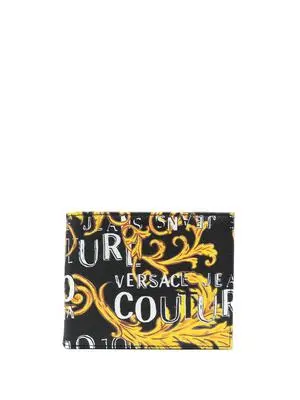 Versace Baroque Logo-print Leather Wallet - Black