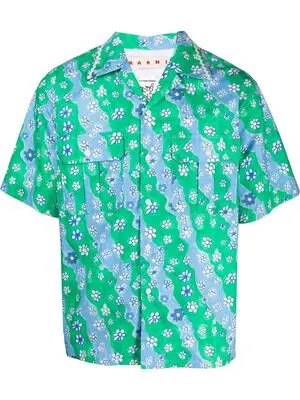 Marni Floral-print Short-sleeved Shirt - Green