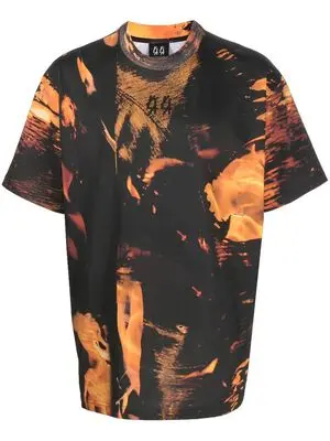 Men's Black Orange Print Shirts