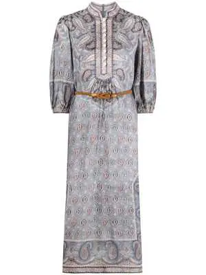 Zimmermann Vitali Paisley Print Midi Dress - Blue