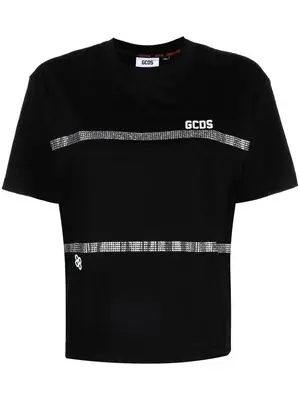Gcds Rhinestone-striped T-shirt
