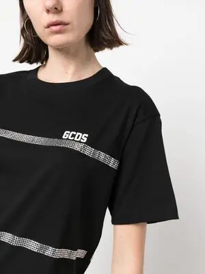 Gcds Rhinestone-striped T-shirt