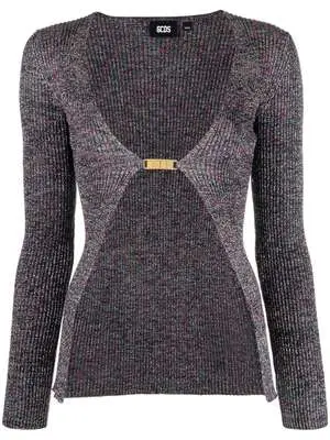 Gcds Glittered V-neck Cardigan - Grey