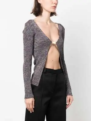 Gcds Glittered V-neck Cardigan - Grey
