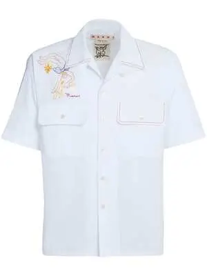 Marni Embroidered-logo Short-sleeve Shirt - White