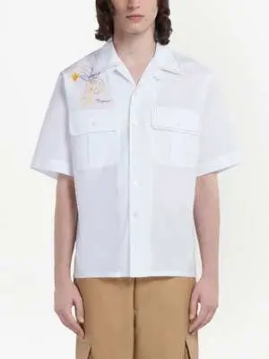 Marni Embroidered-logo Short-sleeve Shirt - White